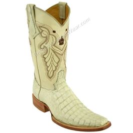 Bronco Boots Men's Bone Color Hornback Caiman Cowboy Boots